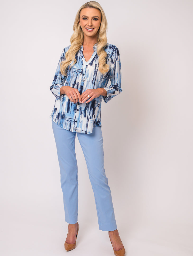 Stand Collar Top - Navy/Blue – Gerard